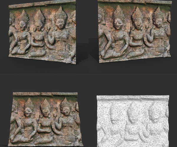 ArtStation - Low poly Ancient Khmer Temple Wall modular Ultra HD 16K ...