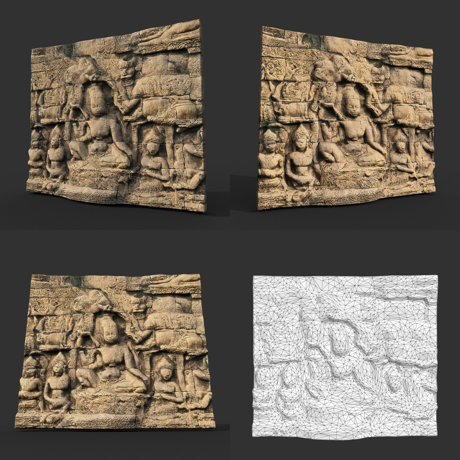 ArtStation - Low poly Ancient Khmer Temple Wall modular Ultra HD 16K Texture - 221013 | Game Assets