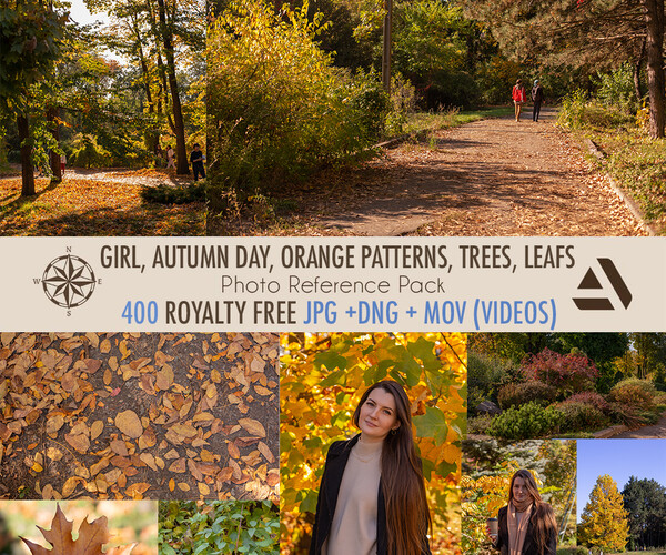 ArtStation - 350+ Photo Reference Pack: Autumn Day, Girl, Orange Pattern, Trees, Leafs, Sunny ...