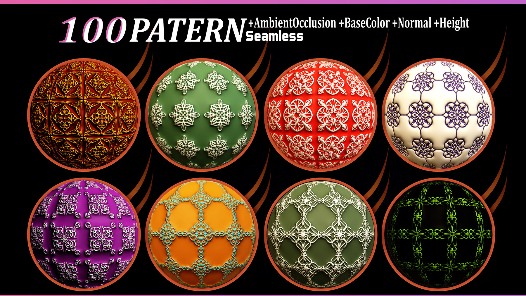ArtStation - 100 Pattern Seamless 4K (Normal+Height+Texture) vol.2 | Brushes