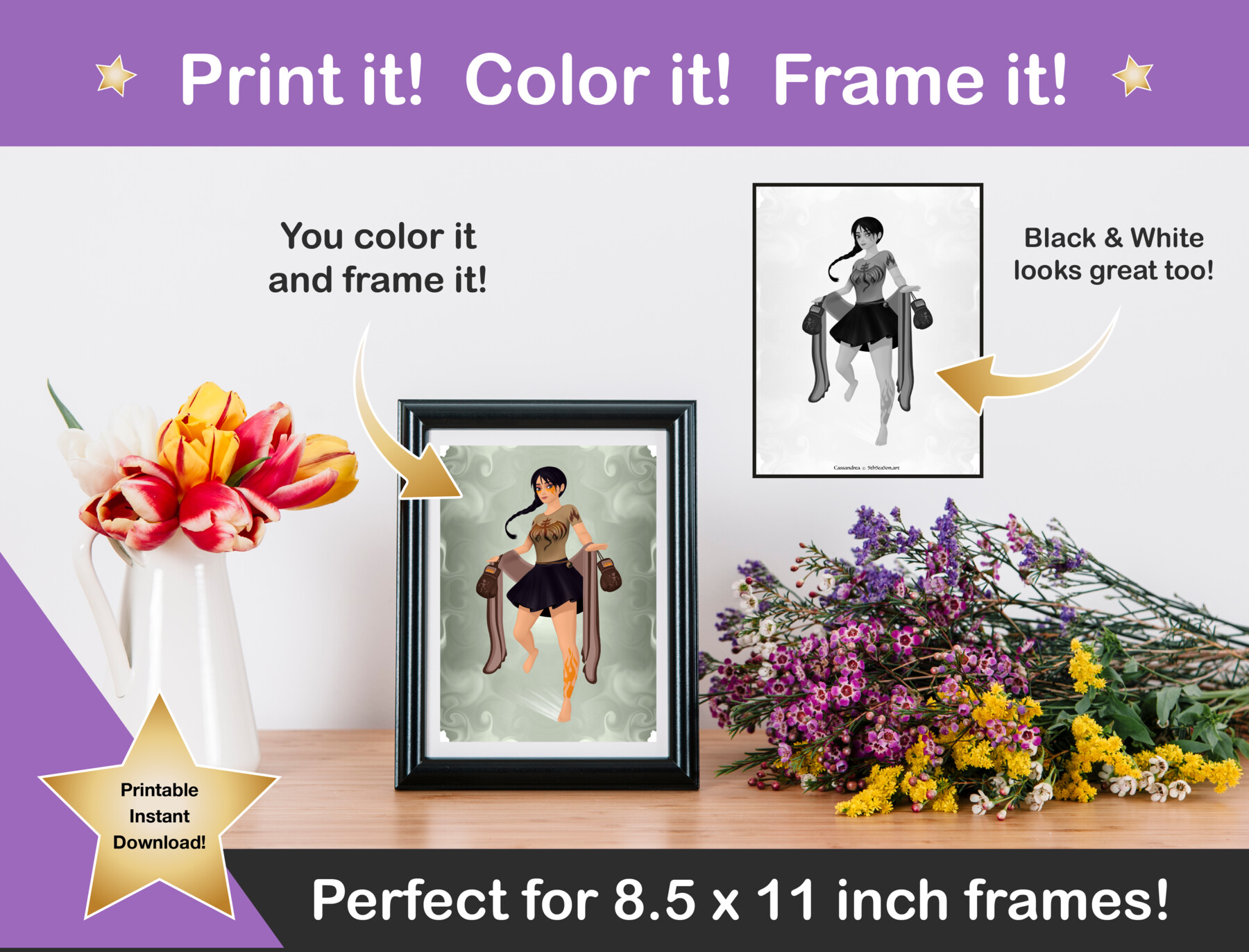 ArtStation - Printable Grayscale Coloring Pages for Adults | Female ...