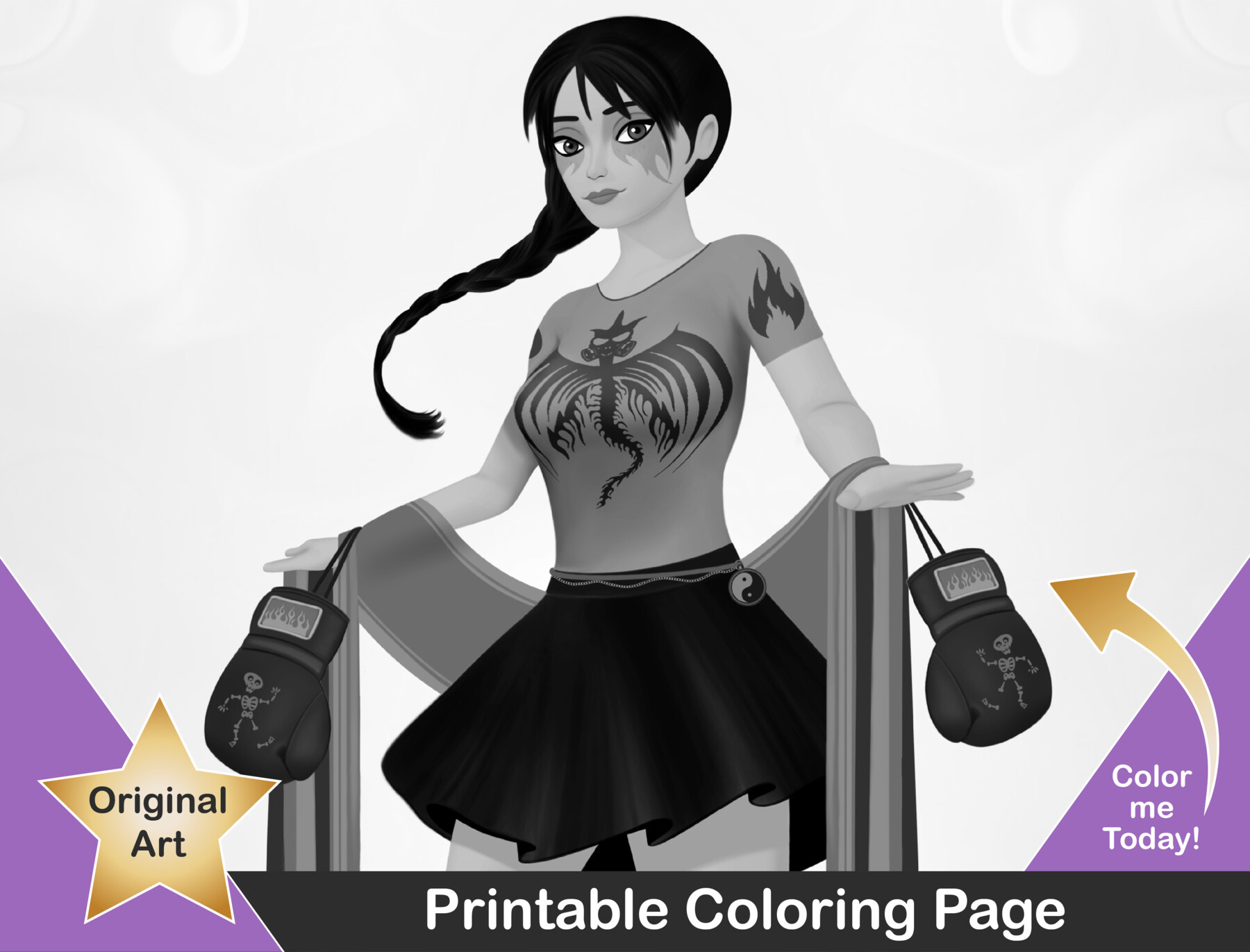 ArtStation - Printable Grayscale Coloring Pages for Adults | Female ...