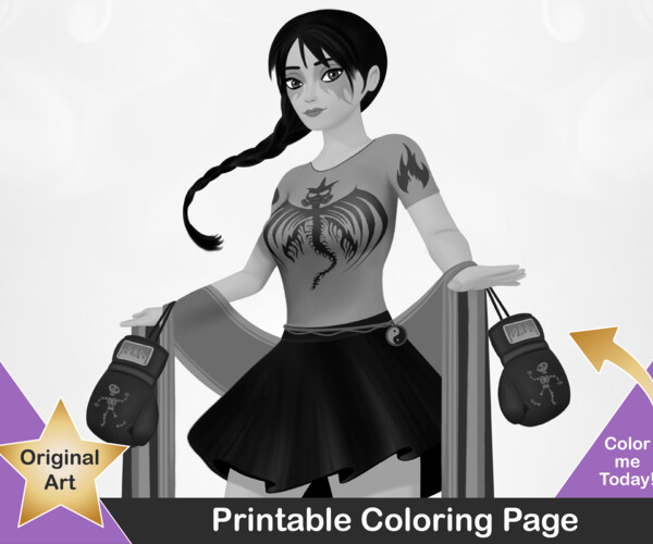 ArtStation - Printable Grayscale Coloring Pages for Adults | Female ...