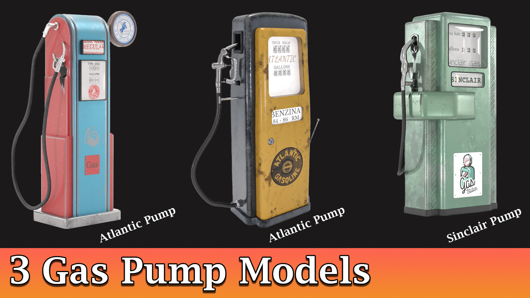 ArtStation - 3 Gas Pump Models | Game Assets