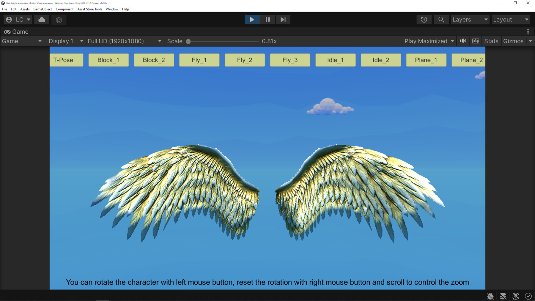 ArtStation - Low Poly Animated Golden Wings | Game Assets