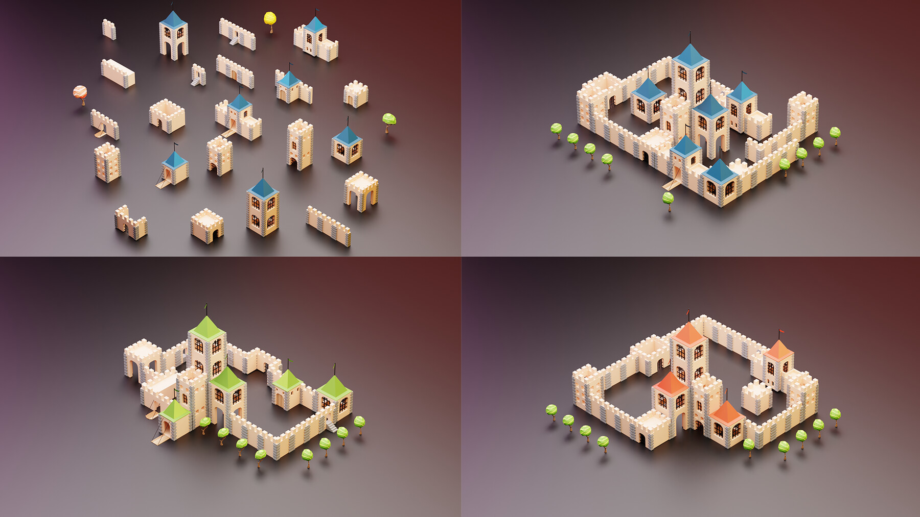 ArtStation - Low Poly Castle - Kitbash | Game Assets