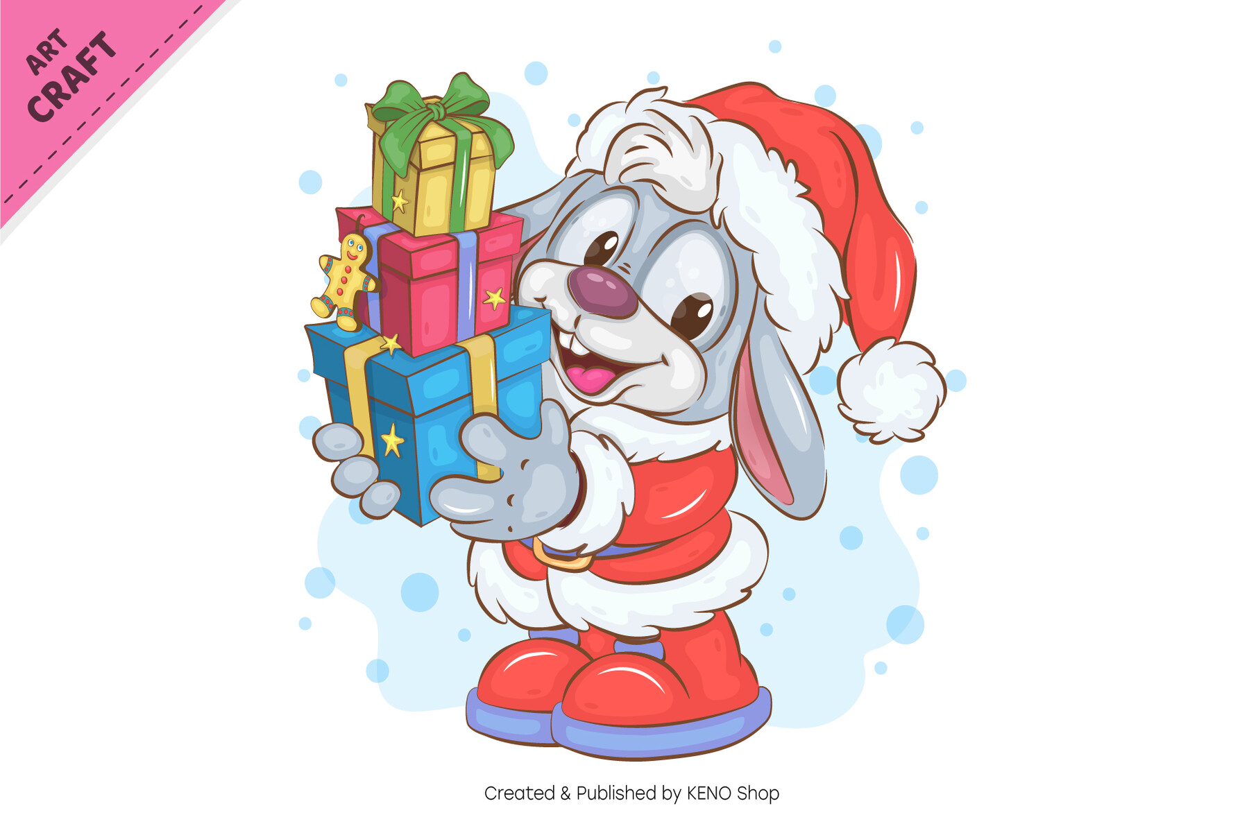ArtStation - hristmas Bunny with Gifts. Clipart | Artworks