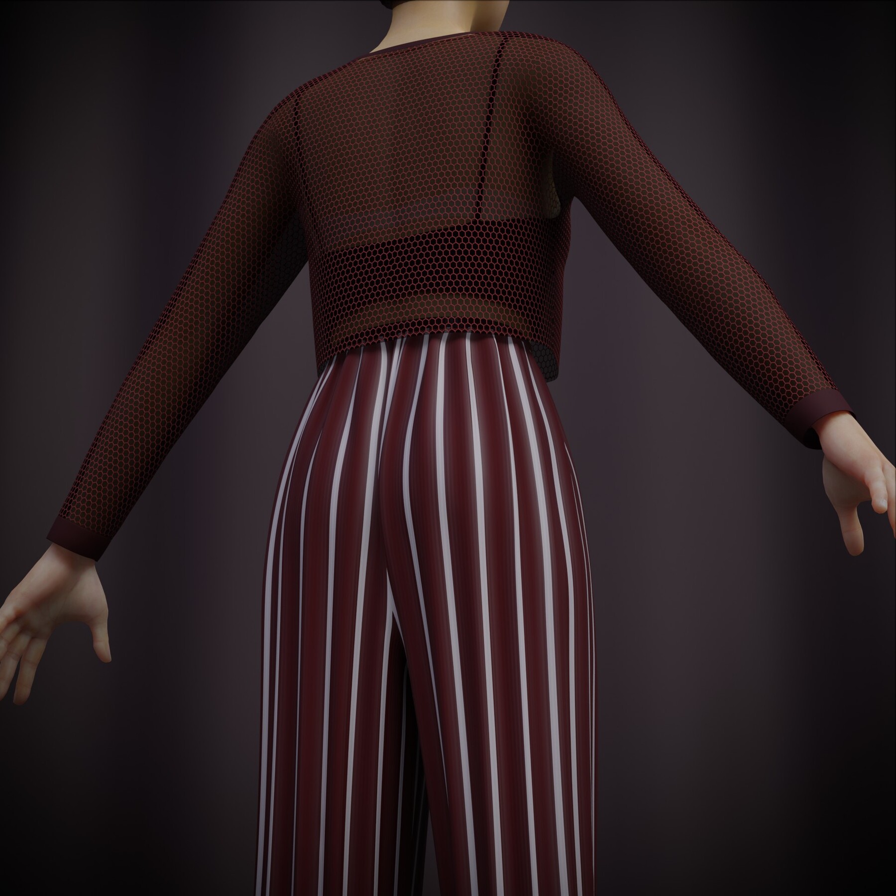 ArtStation - 3D Sheer top and pleated palazzo trousers - Two piece ...
