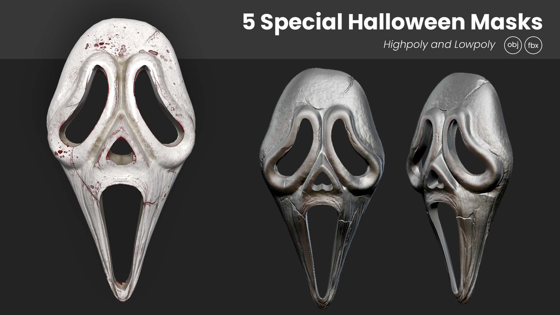 ArtStation - 5 Scary Masks (Highpoly and Lowpoly) Vol. 03 | Game Assets