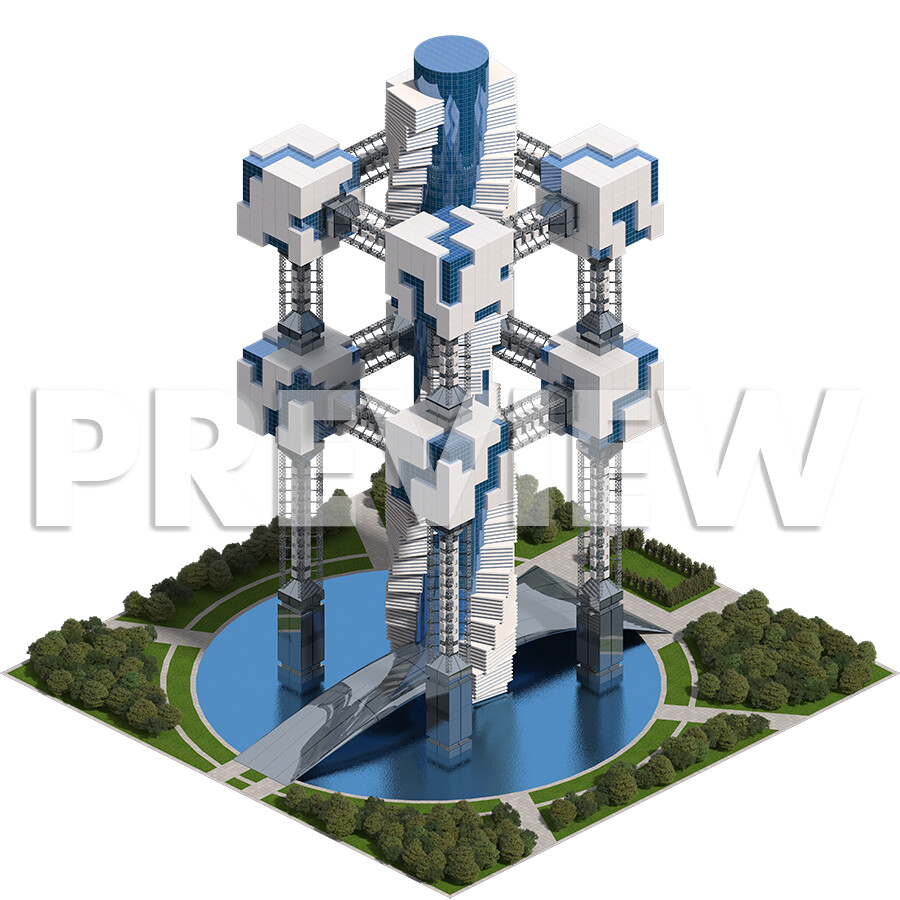 ArtStation - Architecture (Tile#0023, 2x2) – Dimetric Projection ...