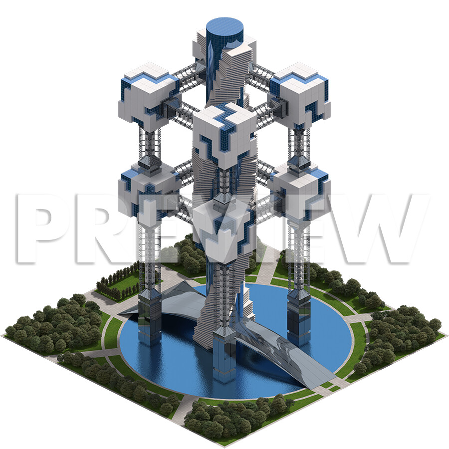 ArtStation - Architecture (Tile#0023, 2x2) – Dimetric Projection ...