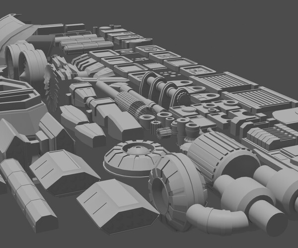 ArtStation - Mech Parts - Kitbash in Blender | Resources