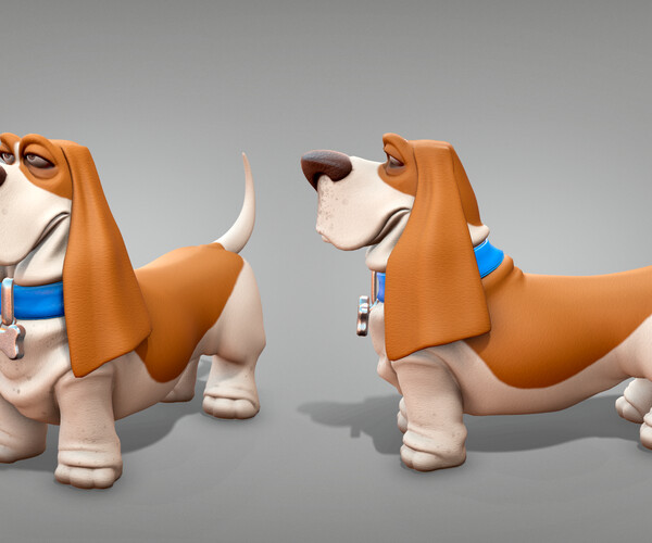 ArtStation - Cartoon character dog Basset hound base mesh | Game Assets