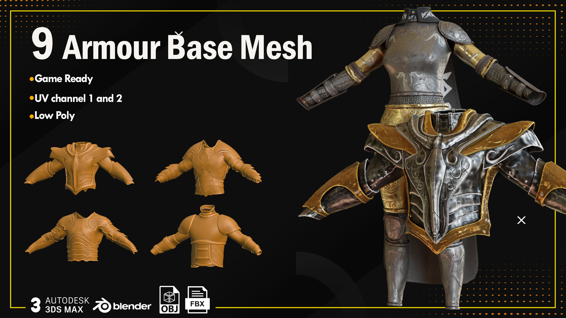 ArtStation - 12 Armour Base Mesh Vol.2 | Game Assets