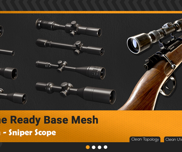 ArtStation - 25 Sniper Rifles Scope Base Mesh - VOL 03 (Game Ready ...