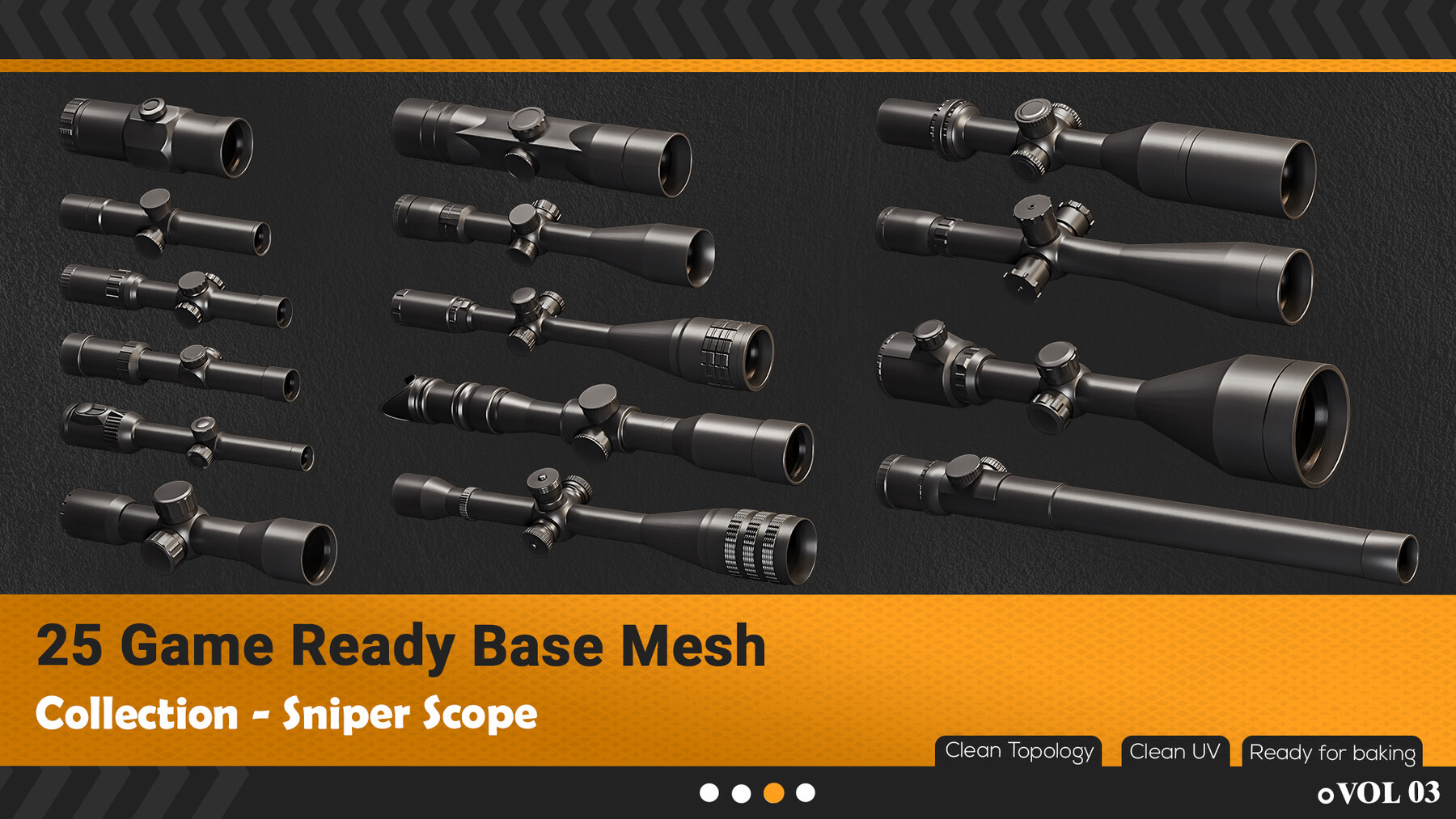 ArtStation - 25 Sniper Rifles Scope Base Mesh - VOL 03 (Game Ready ...
