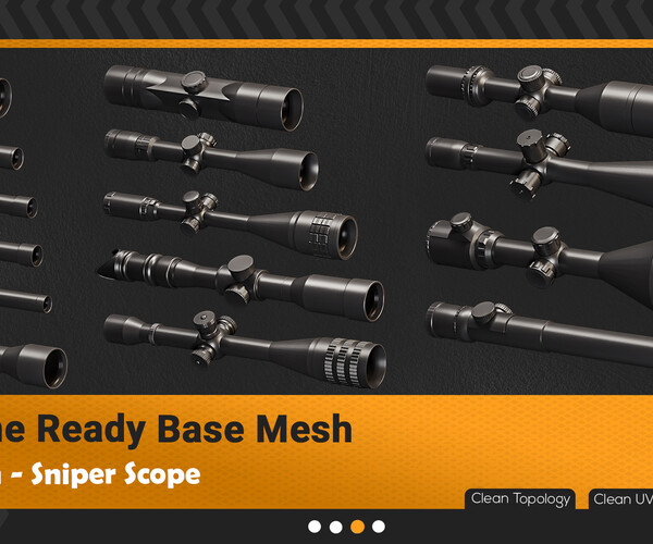 ArtStation - 25 Sniper Rifles Scope Base Mesh - VOL 03 (Game Ready ...