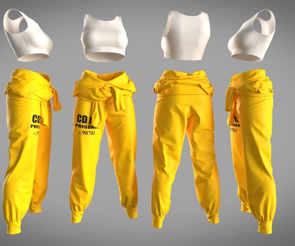 ArtStation - Female Prison Uniform Pack (3 styles) - MD / CLO3D ...