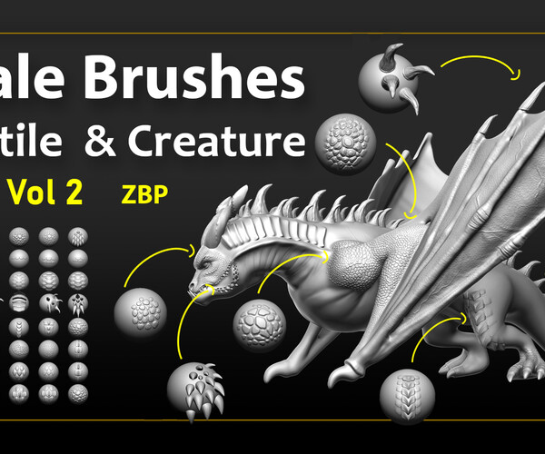 ArtStation - 50 Scale VDM Brushes for Creatures & Raptiles (Vol 2) | Brushes