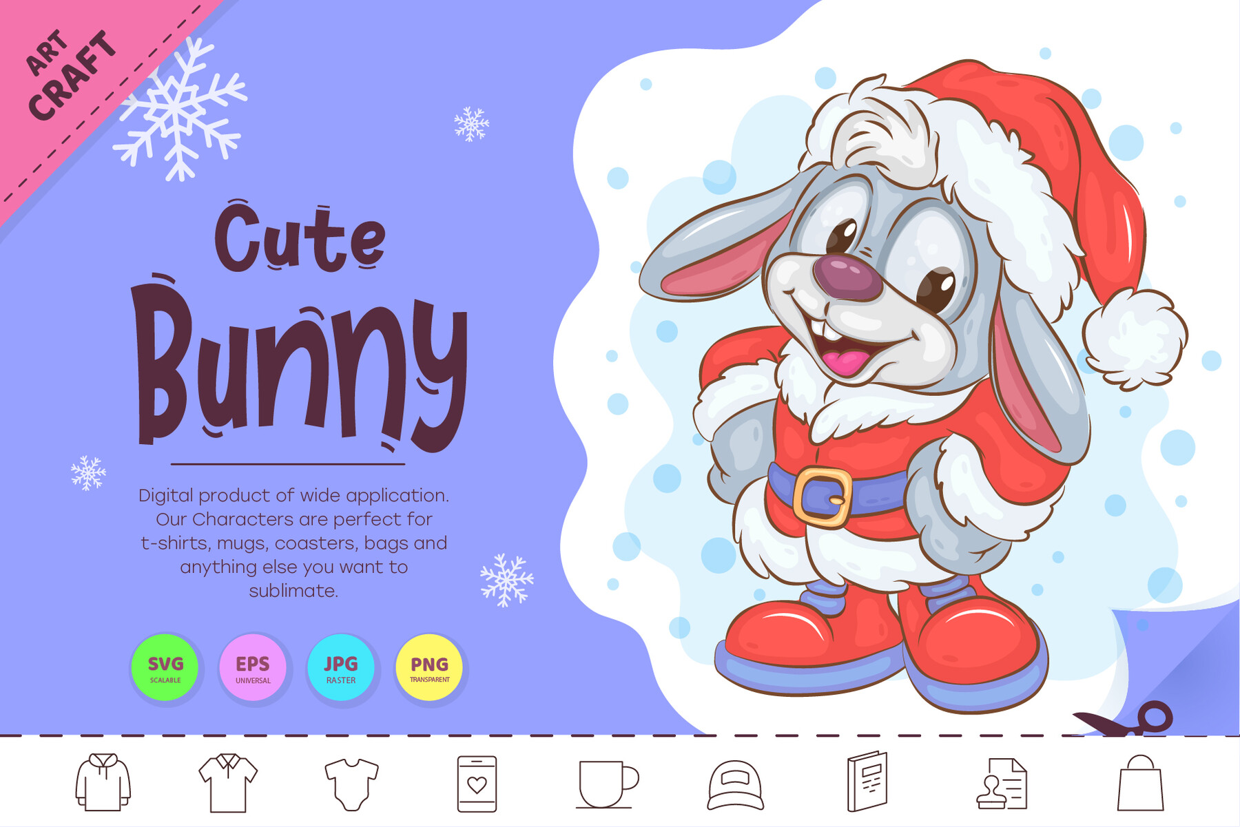 ArtStation - Cute Christmas Bunny. Clipart | Artworks