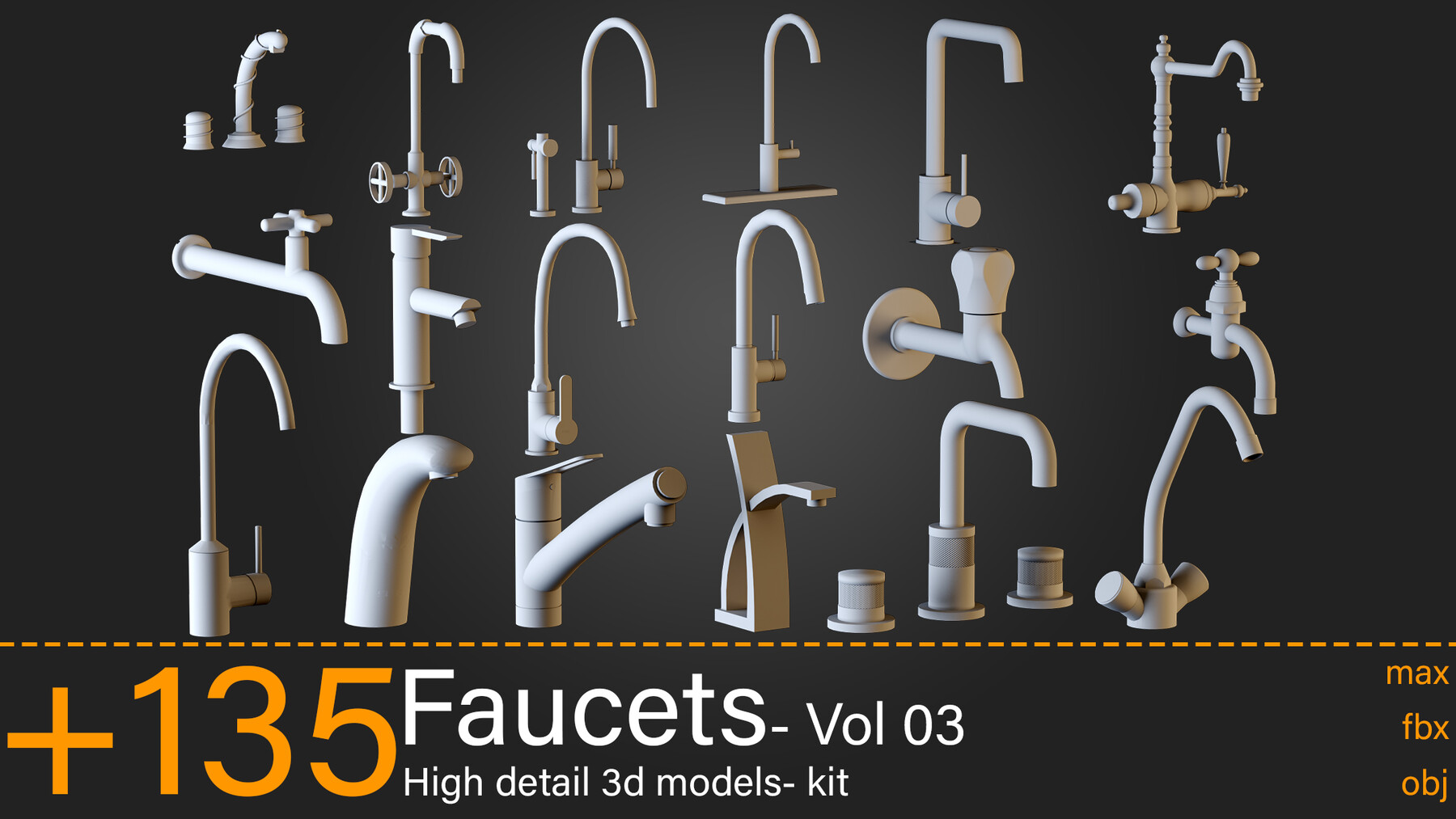 ArtStation - +135- Faucets Kit- Vol 03- 3d models-max.fbx.obj | Resources