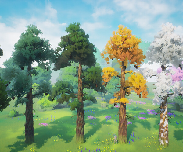 ArtStation - Stylized Fluffy Pines | Game Assets