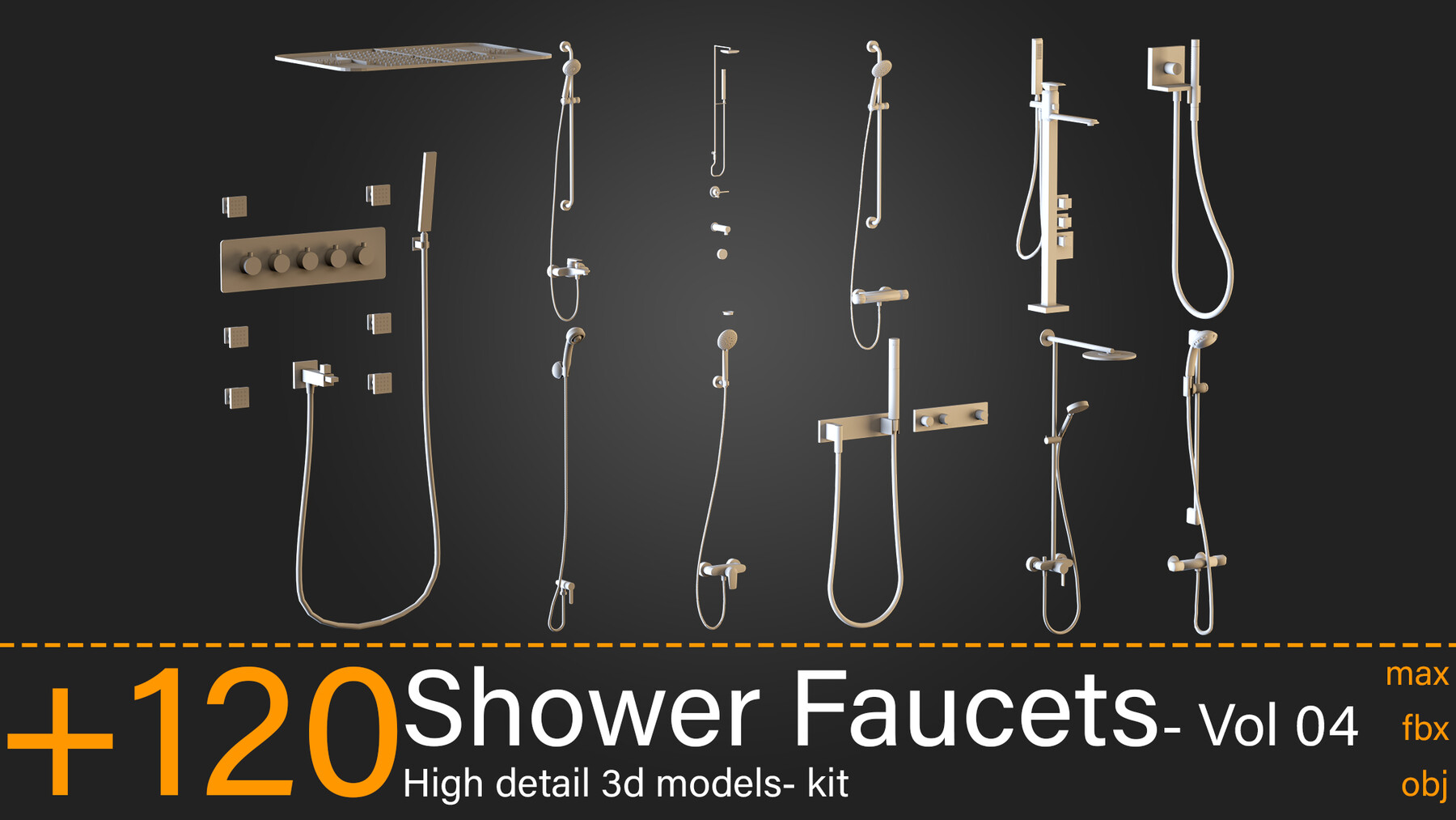ArtStation - +120- Shower Faucets Kit- Vol 04- 3d models-max.fbx.obj | Resources