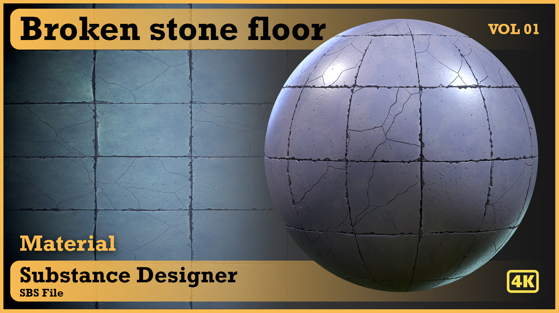 ArtStation - Broken stone floor - VOL 01 - substance designer | Game Assets