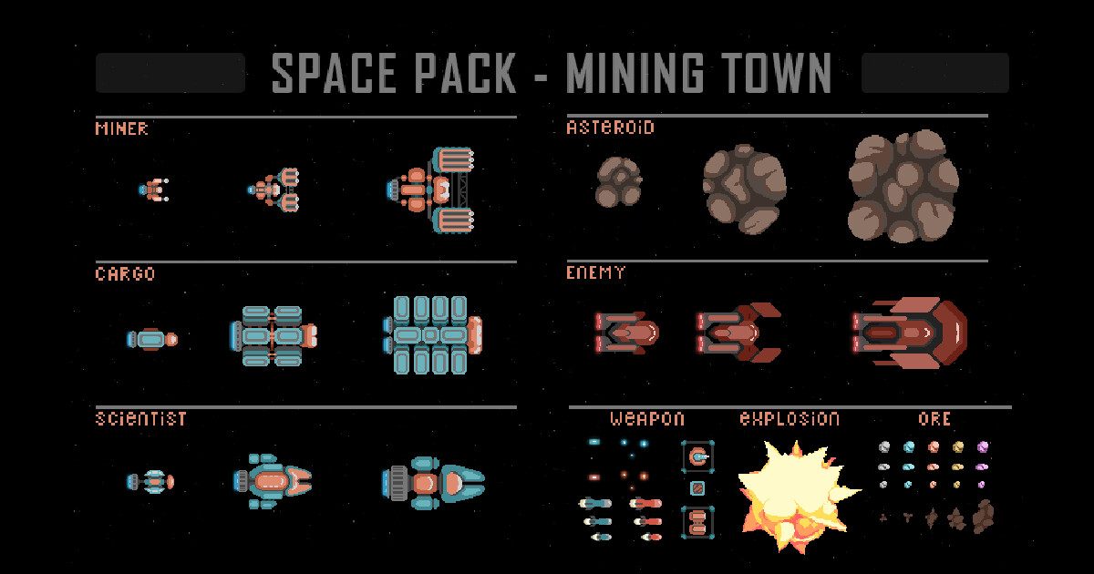 ArtStation - 2D Mining town - space pack | Game Assets
