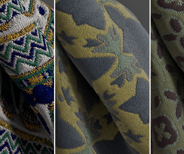 ArtStation - 16 Heavy Embroidered Fabric - 4K - Texture maps (Albedo ...