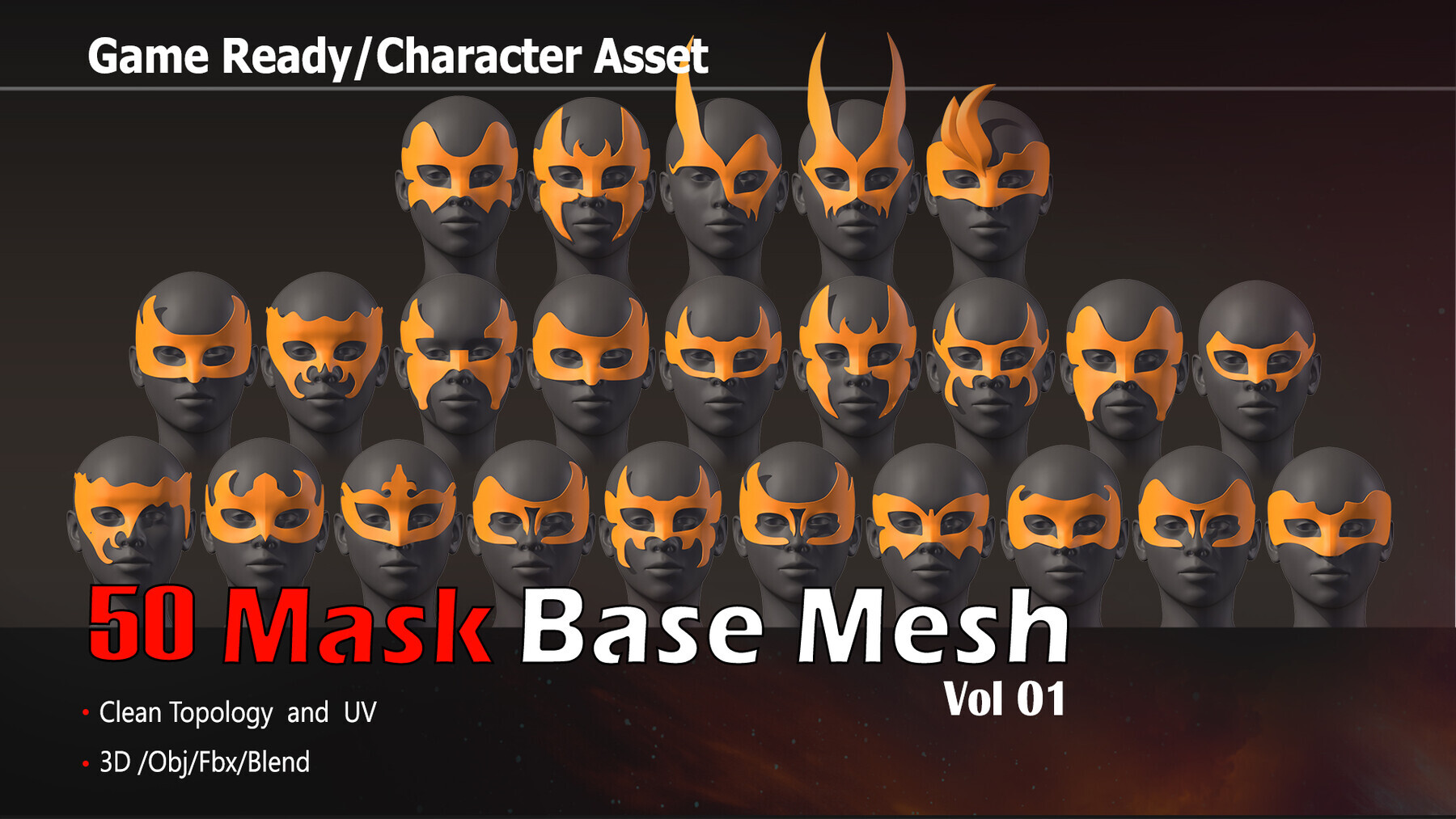 ArtStation - 50 Mask Base Mesh & Tutorials_VOL1 | Resources