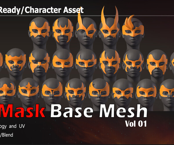 ArtStation - 50 Mask Base Mesh & Tutorials_VOL1 | Resources