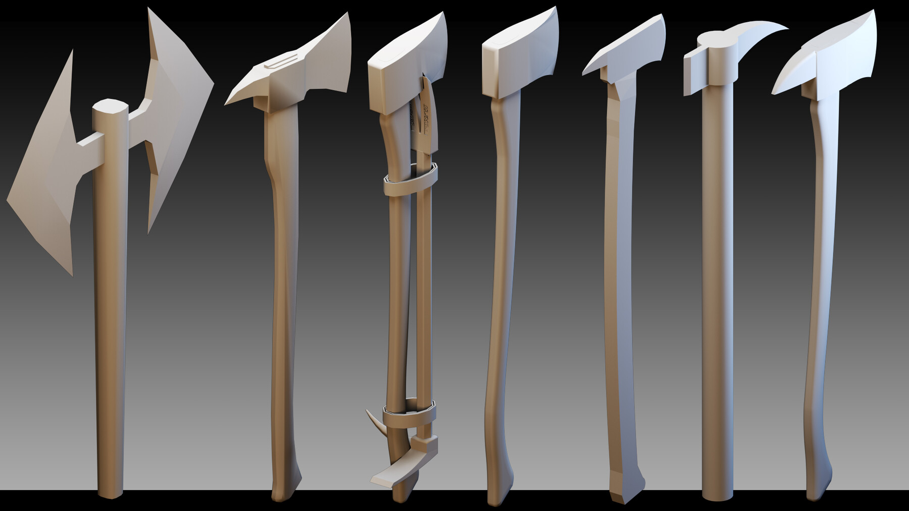 ArtStation - +100 Axes- Kitbash- High detail 3d models | Game Assets