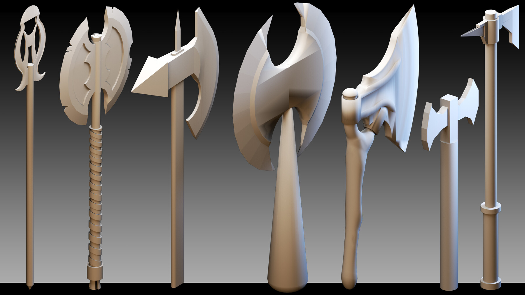 ArtStation - +100 Axes- Kitbash- High detail 3d models | Game Assets