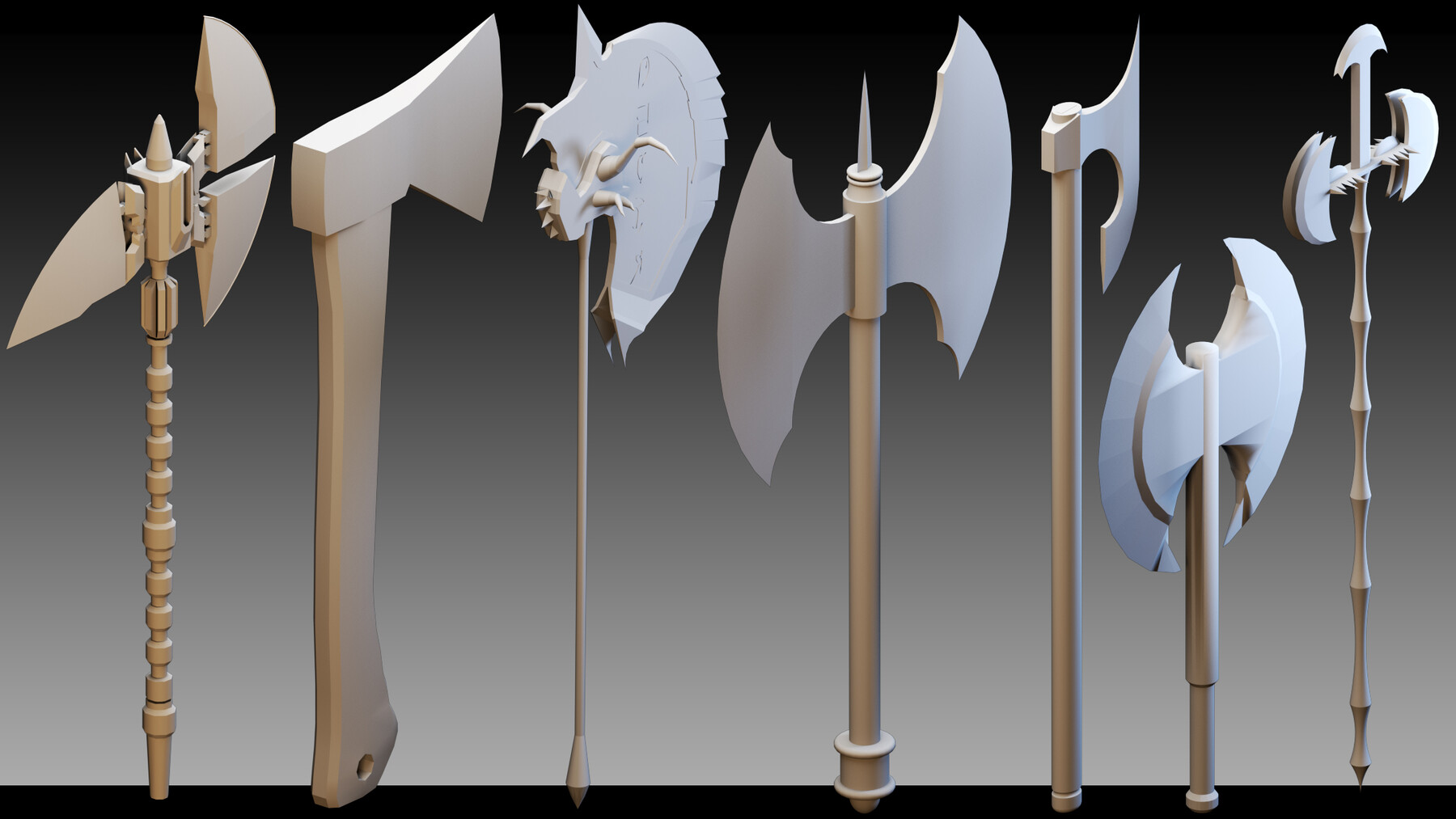 ArtStation - +100 Axes- Kitbash- High detail 3d models | Game Assets
