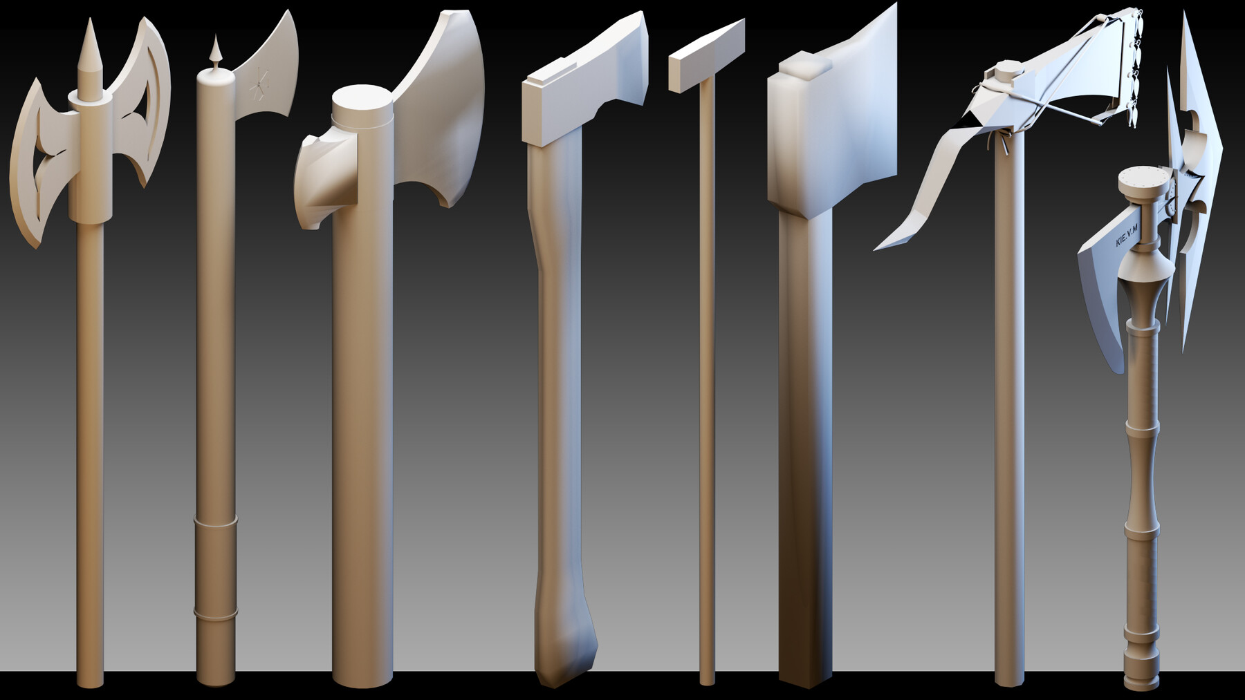 ArtStation - +100 Axes- Kitbash- High detail 3d models | Game Assets
