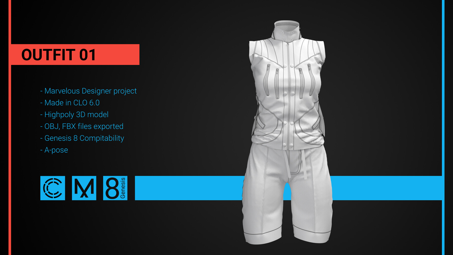 ArtStation - Outfit 01- Marvelous Designer, CLO project. | Resources