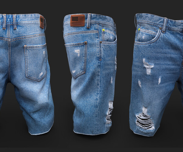 ArtStation - Ripped Denim Shorts - Streetwear Fashion | Game Assets