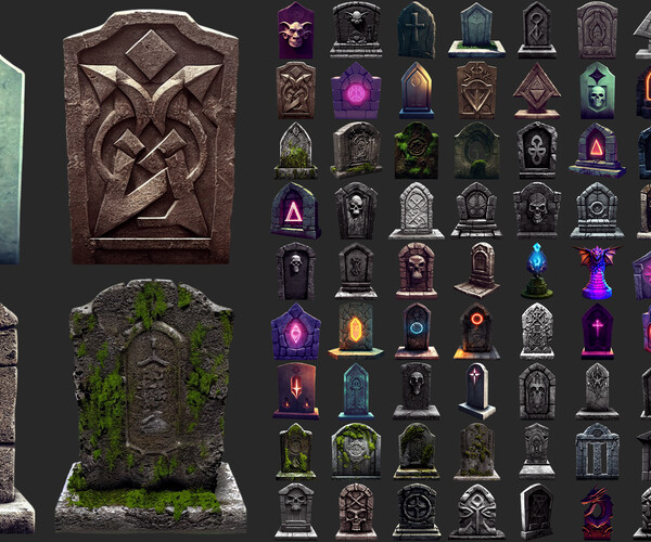 ArtStation - 81 Gravestones | Game Assets