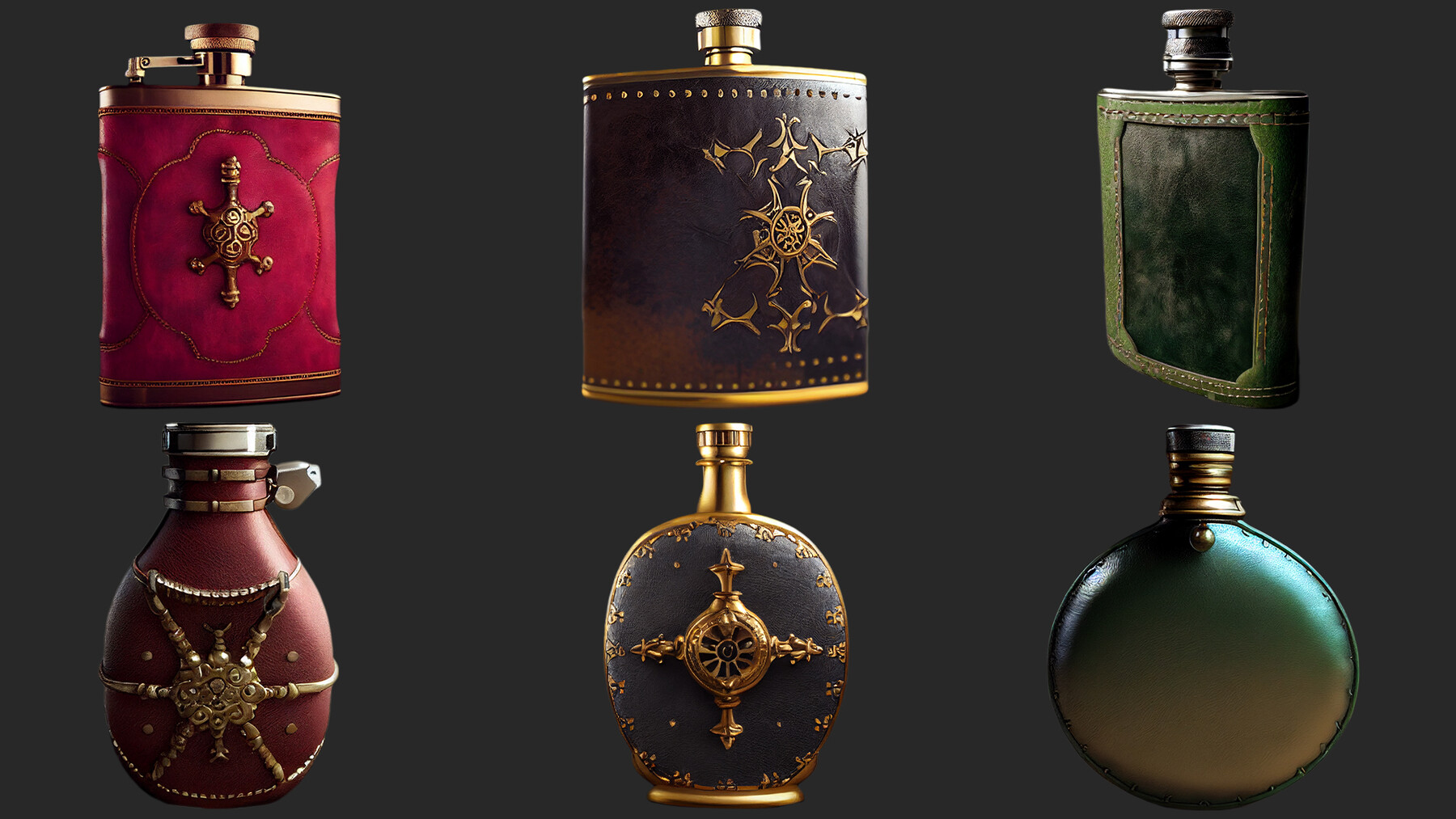ArtStation - 70 Flasks and Waterskins | Game Assets