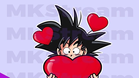 ArtStation - Twitch emotes kid goku love | Artworks