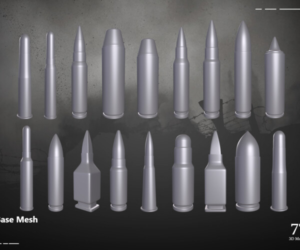 ArtStation - 77 cartridge & Mortar WW12 Base Mesh - VOL 03 (Game Ready ...