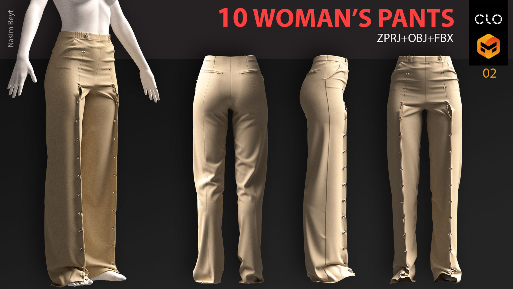 ArtStation - 10 WOMAN'S PANT PACK (VOL.02). Marvelous Designer/Clo3D ...
