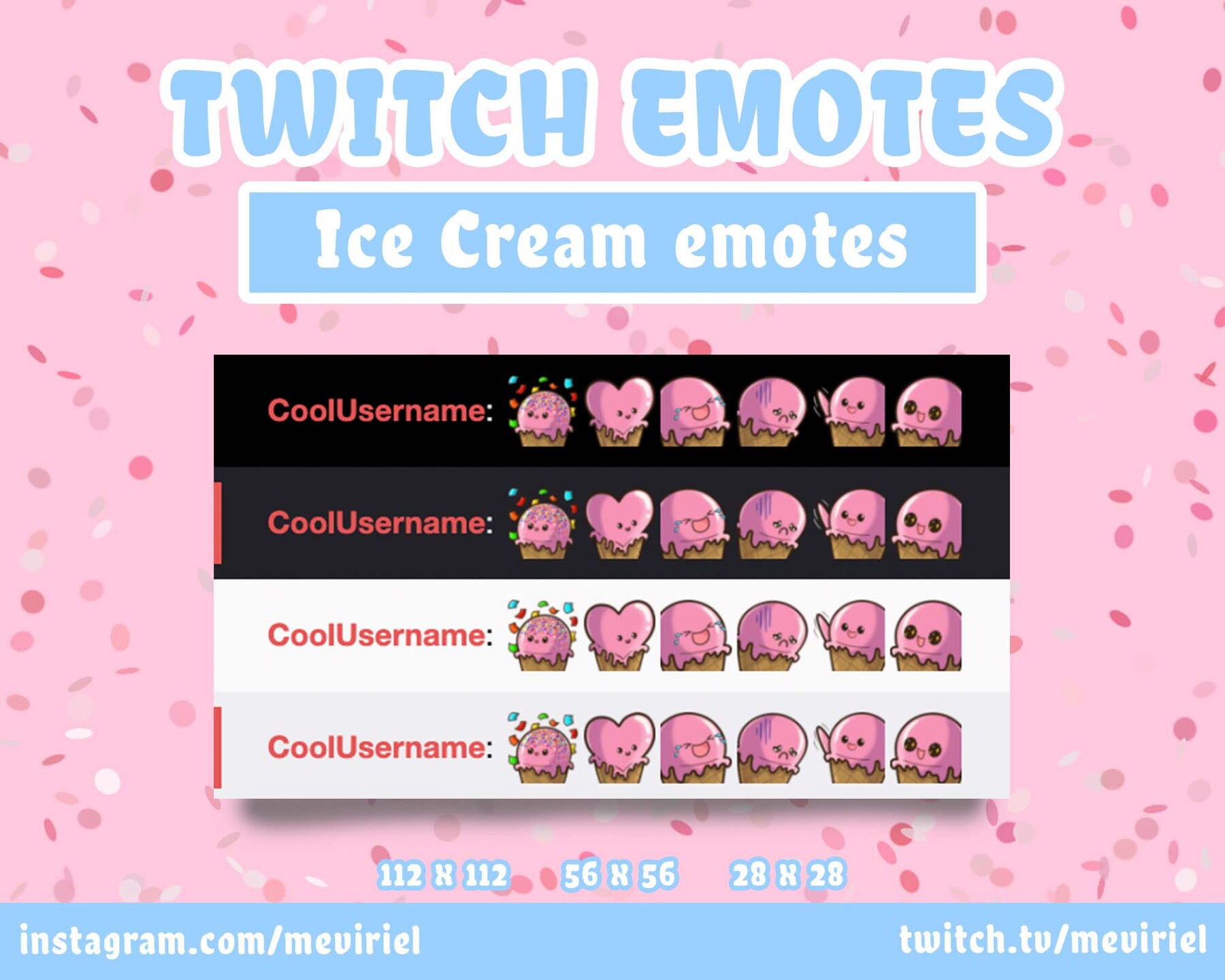 ArtStation - Ice Cream Twitch Emotes pack of 6 | Ready to use | Artworks