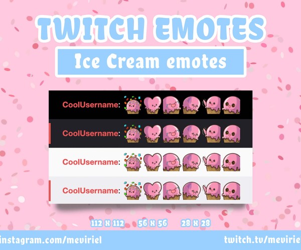 ArtStation - Ice Cream Twitch Emotes pack of 6 | Ready to use | Artworks