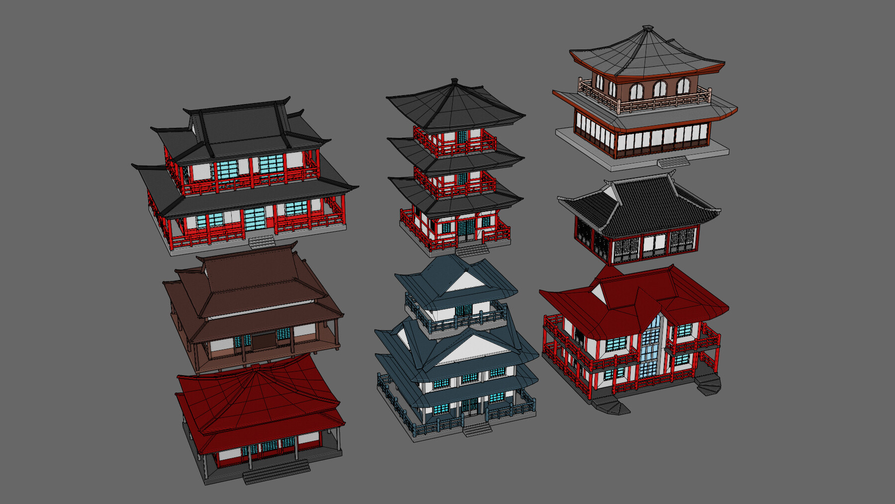 ArtStation - City Japan Low-poly 3D model | Game Assets
