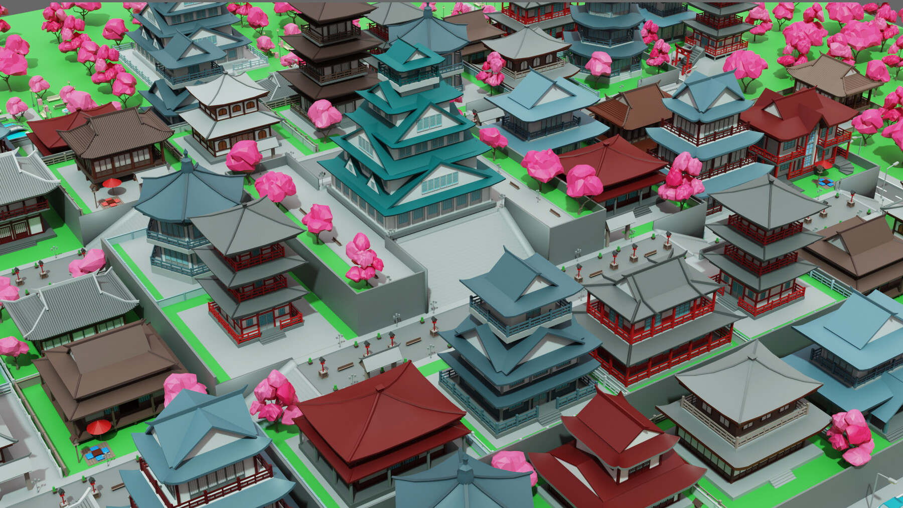 ArtStation - City Japan Low-poly 3D model | Game Assets