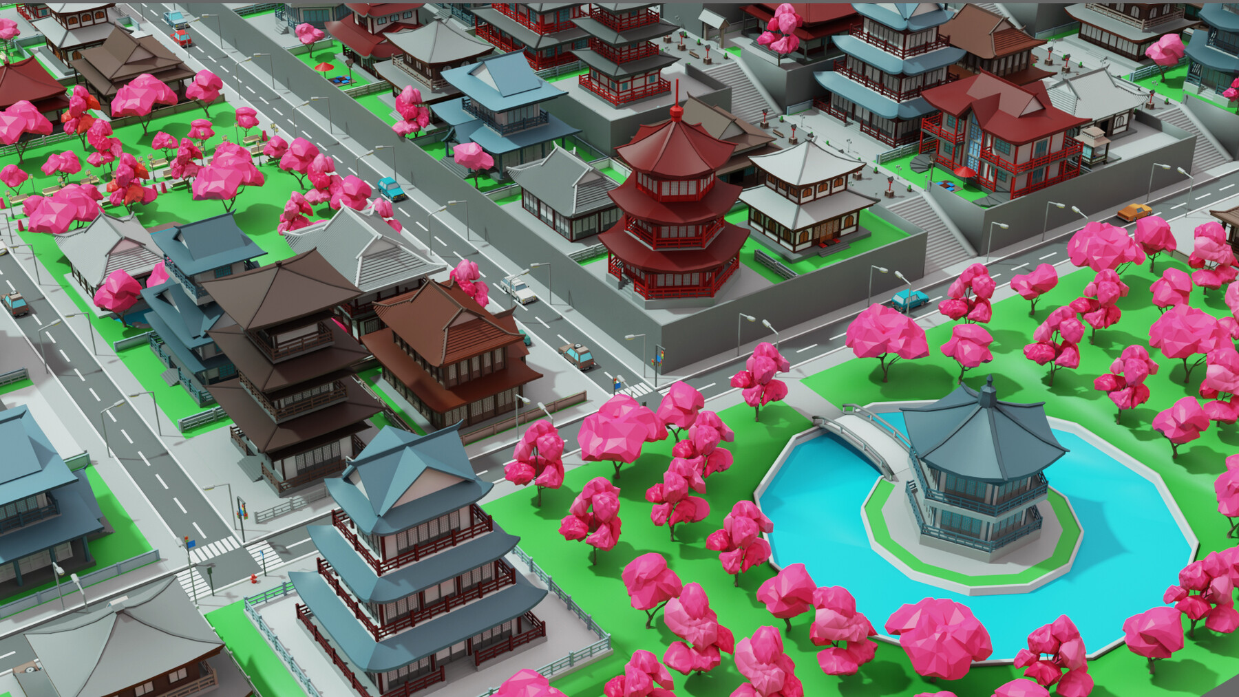 ArtStation - City Japan Low-poly 3D model | Game Assets
