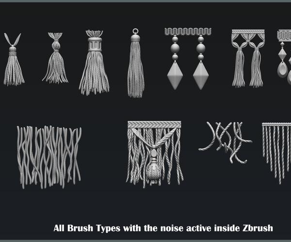 ArtStation - 15 Tassel Trim Curve Brushes + Detail Noise Preset and ...