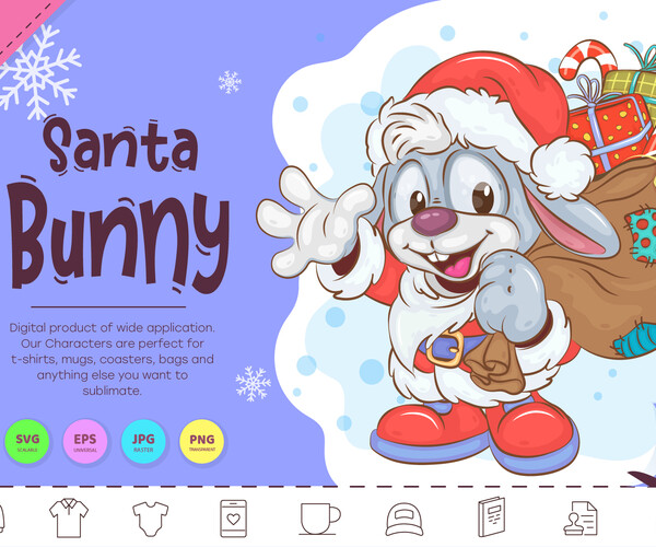 ArtStation - Christmas Santa Bunny. Clipart | Artworks
